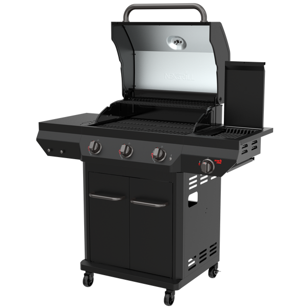 Nexgrill Deluxe 3 brænder sort gasgrill med sidebrænder – Nexgrill Denmark